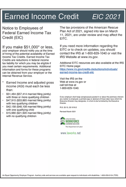 2018 Louisiana EITC Notice Now Available - Update Now for $9.95