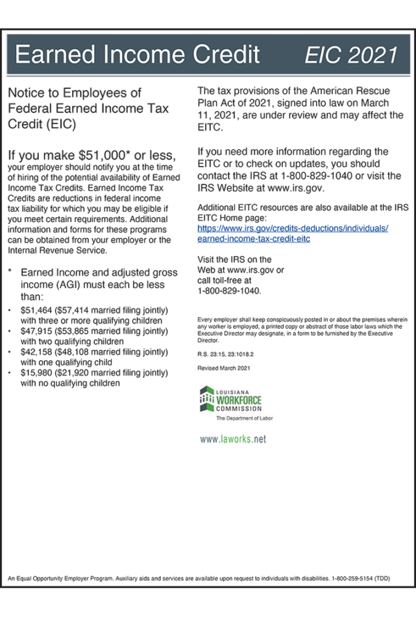 2018 Louisiana EITC Notice Now Available - Update Now for $9.95