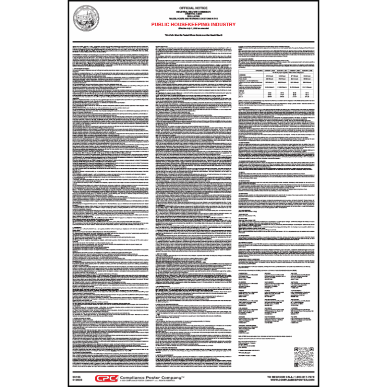 CA IWC Poster #5 - Public Housekeeping - Compliance Poster Company