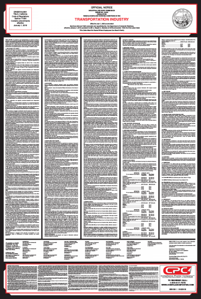 CA IWC Poster #9 - Transportation Industry - Compliance Poster Company