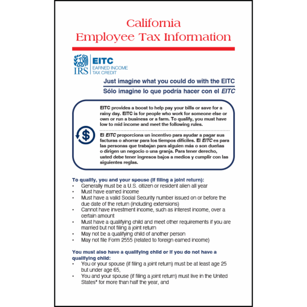 California and Federal Earned Income Tax Credit