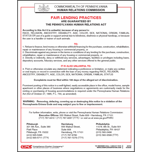 Pennsylvania Fair Lending Poster | CPC
