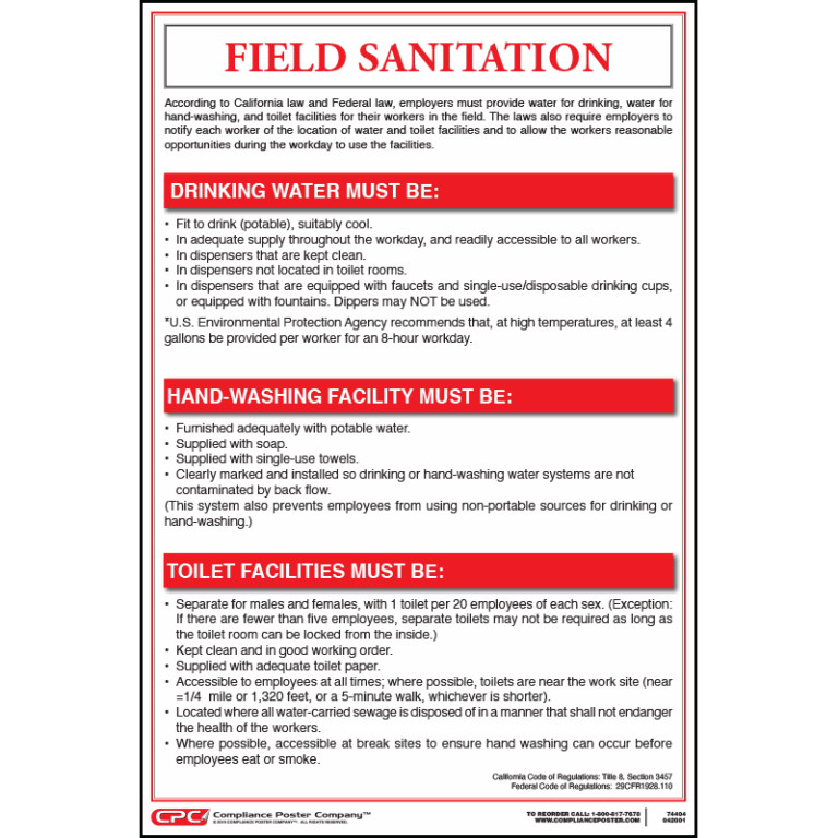 Field Sanitation Agricultural Poster - Compliance Poster Company