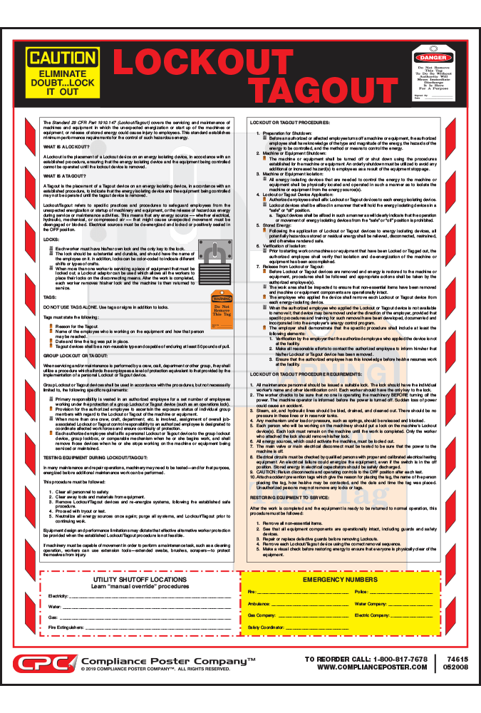 Cal Osha Lock Out Tag Out Procedure Template TUTORE ORG Master Of 