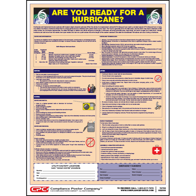 Hurricane Safety Poster - Compliance Poster Company