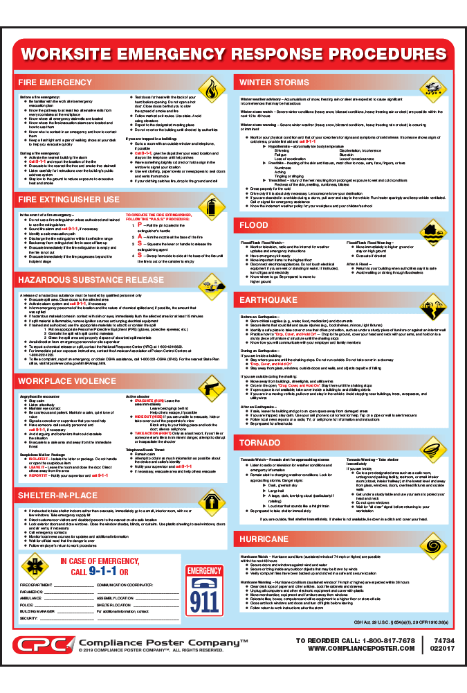 Emergency Procedures Poster Free Ilustrasi