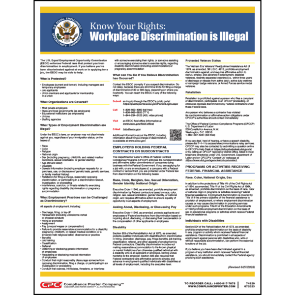 EEOC Poster | Know Your Rights: Workplace Discrimination is Illegal