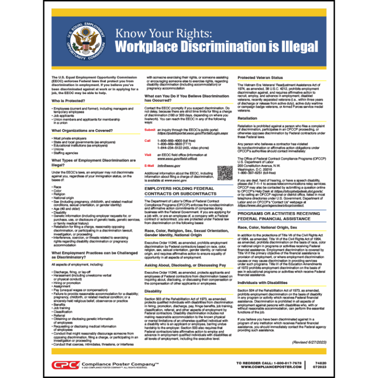 EEOC Poster | Know Your Rights: Workplace Discrimination is Illegal