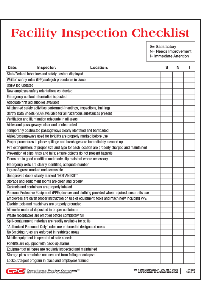 Facility Inspection Checklist Safety And Compliance Checklist