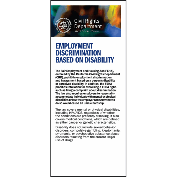 California Employment Discrimination Based on Disability Pamphlet ...