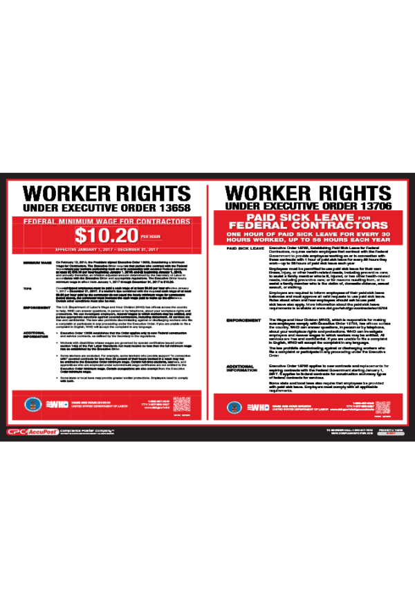 The US DOL Releases Workers Rights Under Executive Order 13658: Federal ...