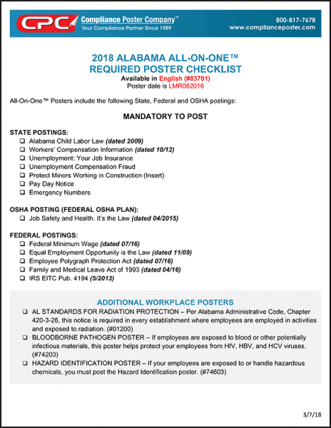 Free Compliance Checklists - Compliance Poster Company