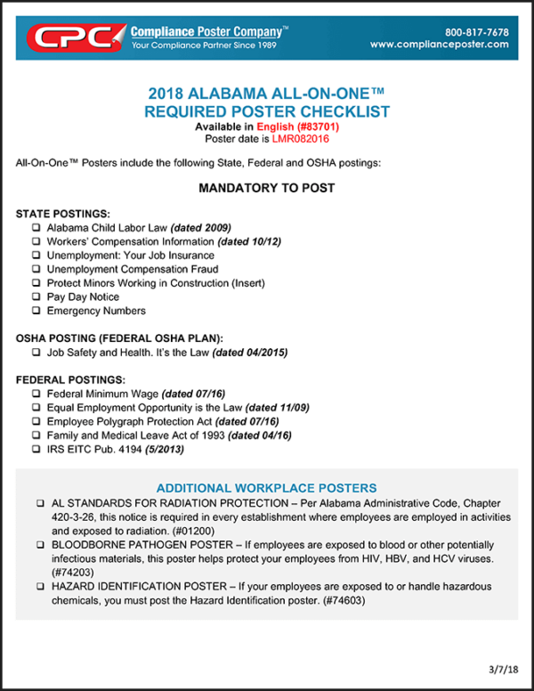 Free Compliance Checklists - Compliance Poster Company