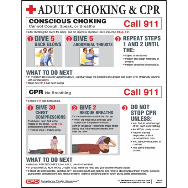Small Adult Conscious Choking and CPR Poster