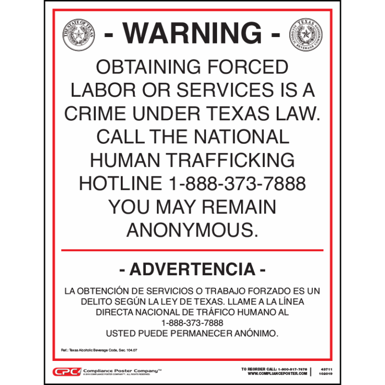 Texas TABC Human Trafficking Poster