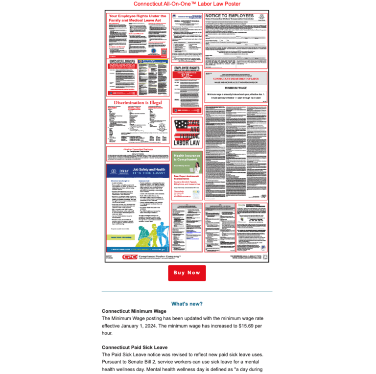 Connecticut 2024 Poster Update - Compliance Poster Company Connecticut 2024 Poster Update - Compliance Poster Company