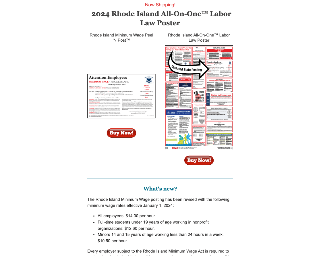 Rhode Isalnd 2024 Poster Update - Compliance Poster Company