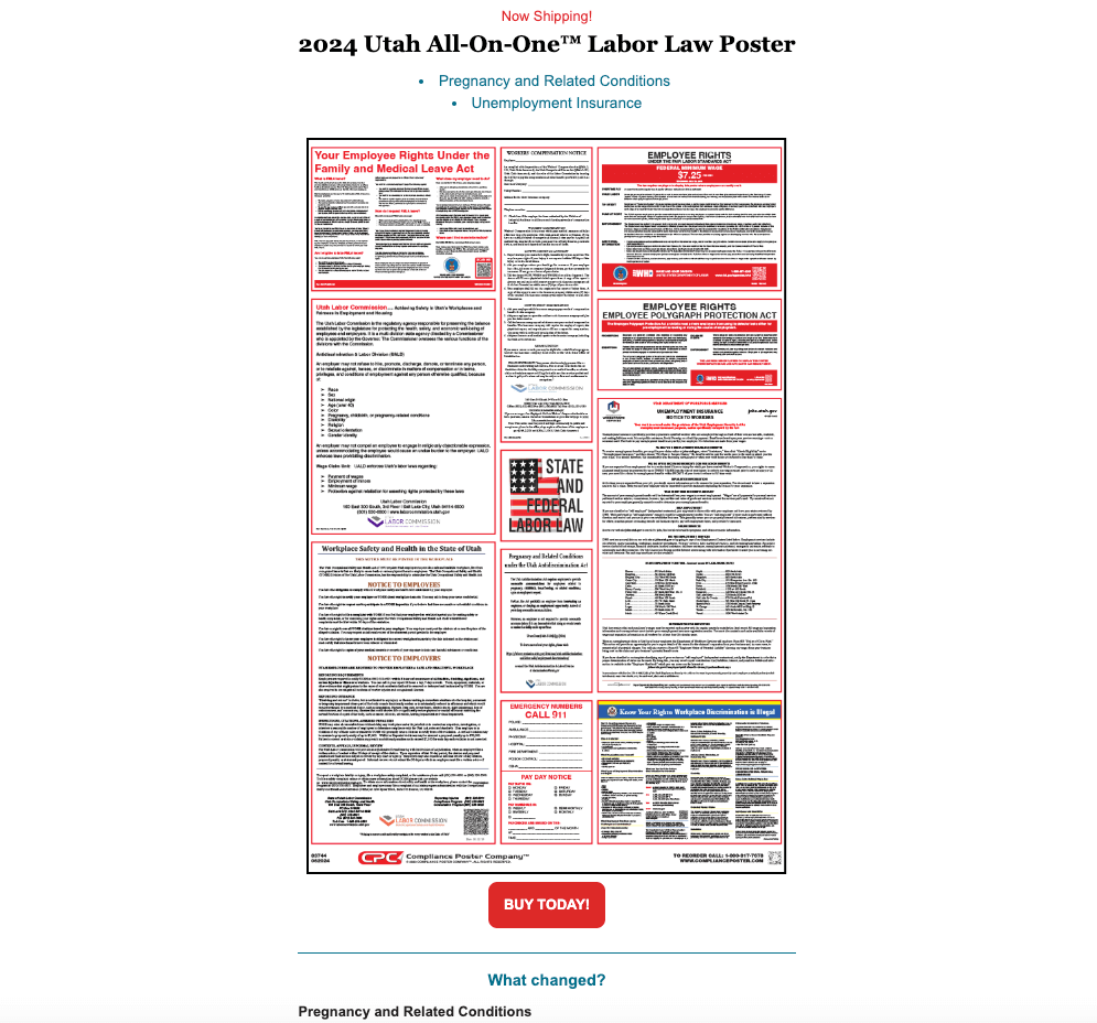 2024 Utah All-On-One Poster Update Required - Compliance Poster Company