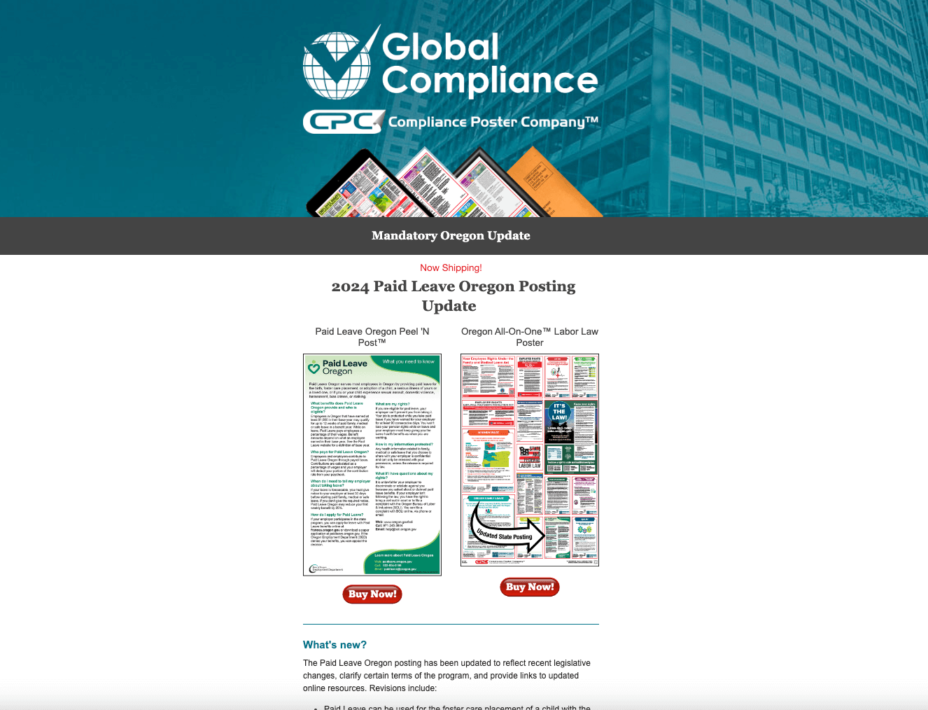 2024 Paid Leave Oregon Mandatory Posting Update - Compliance Poster Company