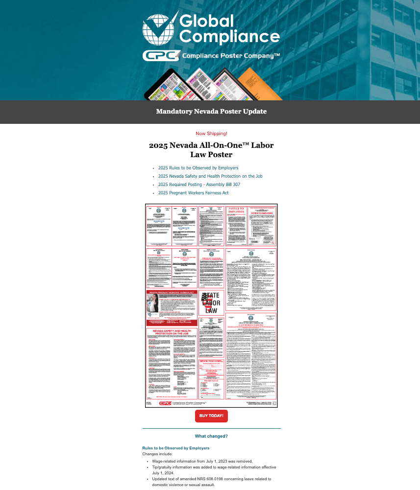 Nevada 2025 Poster Update - Compliance Poster Company