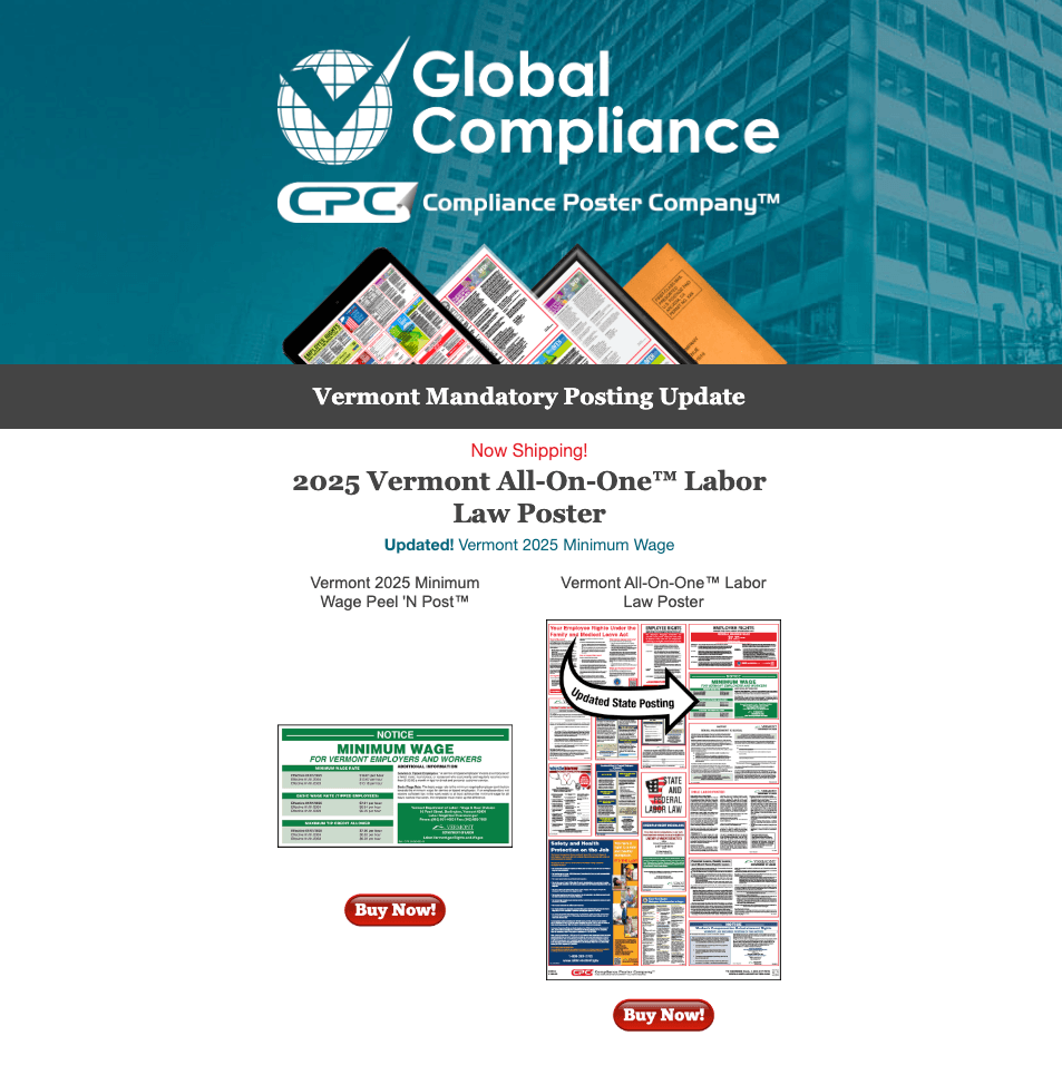 Vermont 2025 Mandatory Posting Update - Compliance Poster Company