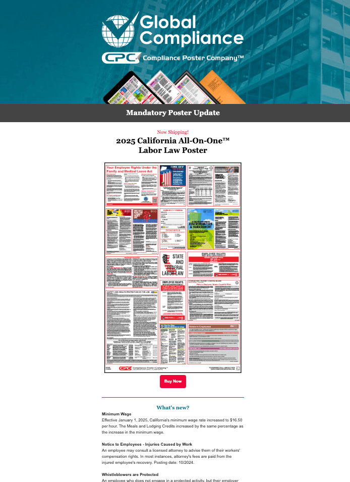 Mandatory 2025 California All-On-One Poster Update - Compliance Poster ...