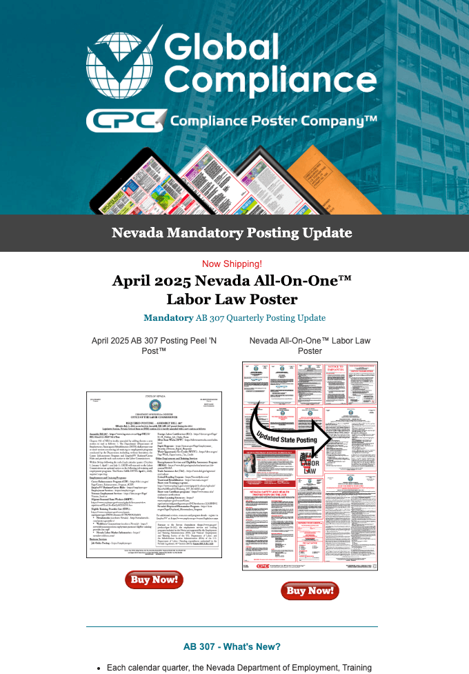 Nevada April 2025 Mandatory Posting Update - Compliance Poster Company