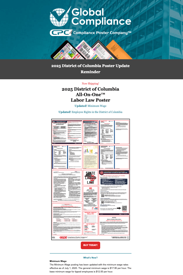 District of Columbia 2025 Required Poster Update - Compliance Poster ...