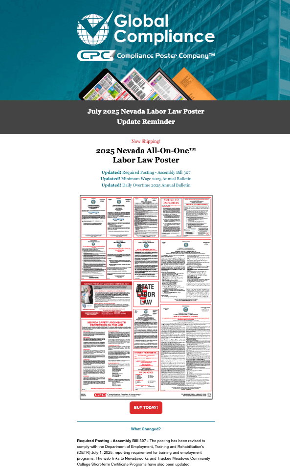 2025 Mandatory Nevada Poster Update - Compliance Poster Company
