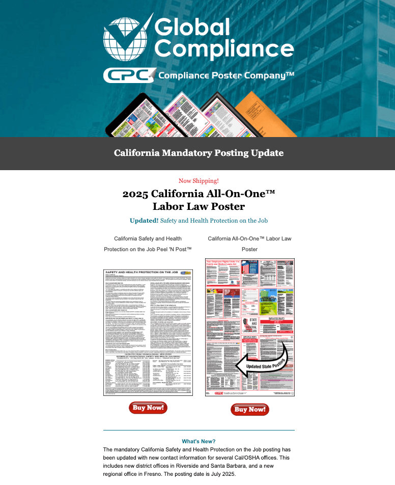 California 2025 Safety and Health Posting Update - Compliance Poster ...