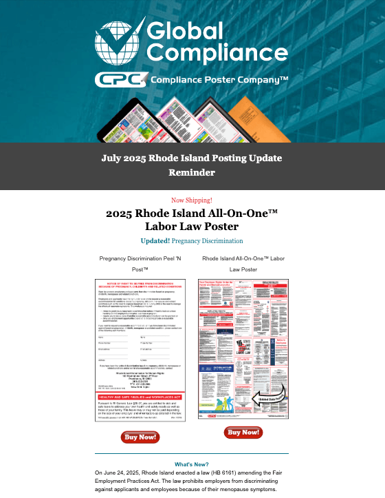 Rhode Island 2025 Required Update - Compliance Poster Company