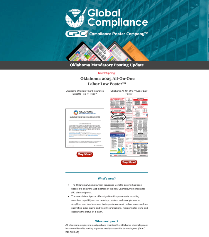 Oklahoma 2025 Poster Update - Compliance Poster Company