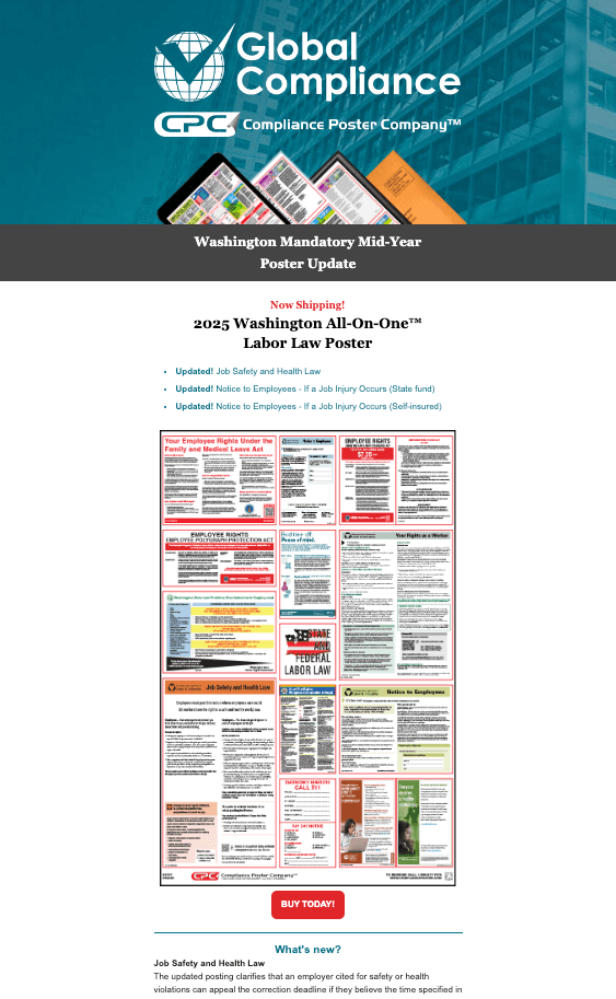 Washington 2025 Midyear Poster Update - Compliance Poster Company