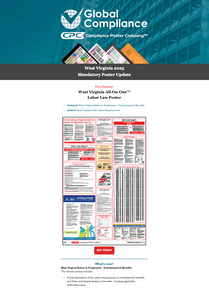 West Virginia 2025 Poster Update - Compliance Poster Company
