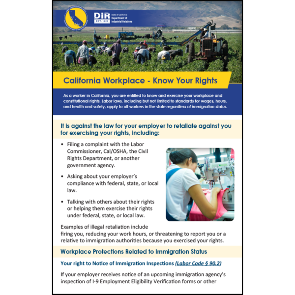 California Workplace Know Your Rights Notice - Compliance Poster Company